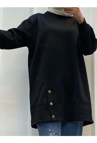 Azra Fashion Skuba Krep Tunik 1682 - Siyah - L-Xl