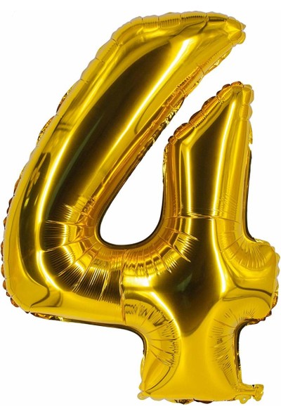 Folyo Balon 4 Rakamı Altın Renk- Folyo Balon 4 Rakamı Altın Renk-