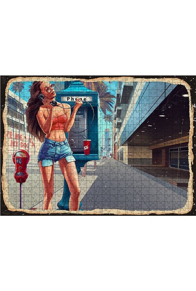 Tablomega Ahşap Mdf Puzzle Yapboz Telefonla Konuşan Kız 500 Parça 50*70 cm