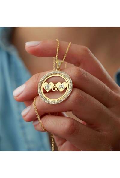 Gümüşistan 925 Ayar Gümüş Kalpli Taşlı Halka Kolye