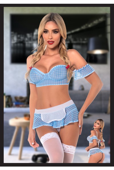 LoeFit Kadın Mavi Büstiyerli Fantezi Kostüm Fantazi Seksi Çamaşır LoeFit Kadın Mavi Büstiyerli Fantezi Kostüm Fantazi Seksi Çamaşır