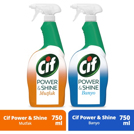 Cif Power&Shine Mutfak 750 ml + Cif Power&Shine Banyo 750 Fiyatı