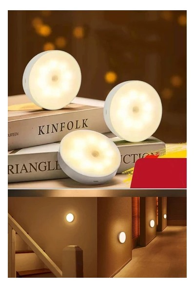 Kitchen Beauty USB Şarjlı Akıllı Hareket Sensörlü Kablosuz Spot LED Lamba Sarı Işık 1 Adet Kitchen Beauty USB Şarjlı Akıllı Hareket Sensörlü Kablosuz Spot LED Lamba Sarı Işık 1 Adet