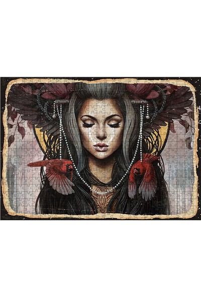 Tablomega Ahşap Mdf Puzzle Yapboz Kuşlar ve Kadın 500 Parça 50*70 cm