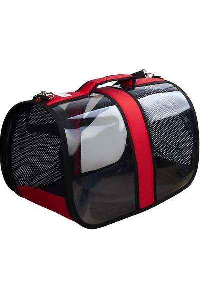 Emapet Kedi Köpek Şeffaf Flaybag Taşıma Kırmızı 44X25X26 cm
