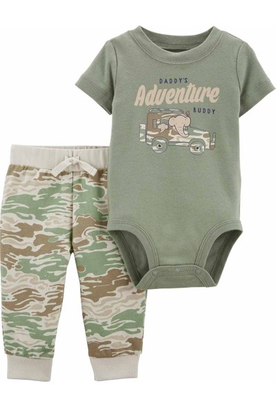 Erkek Bebek Body Pantolon Set 2'li Paket Yeşil Erkek Bebek Body Pantolon Set 2'li Paket Yeşil