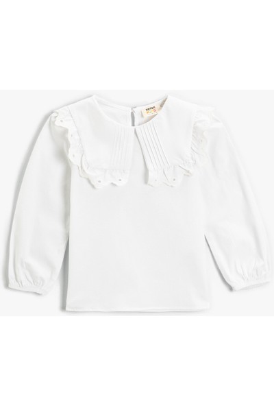 Koton Bebe Yaka Gömlek Işleme Detaylı Uzun Kollu Pamuklu