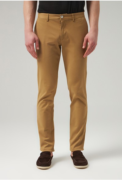 D'S Damat Ds Damat Slim Fit Camel Düz Chino Pantolon