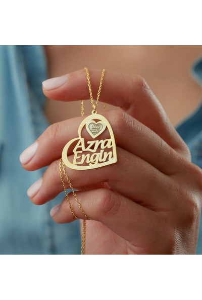 Gümüşistan 925 Ayar Gümüş Isimli Tarihli Kalp Kolye