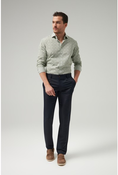 Ds Damat Slim Fit Lacivert Armürlü Chino Pantolon