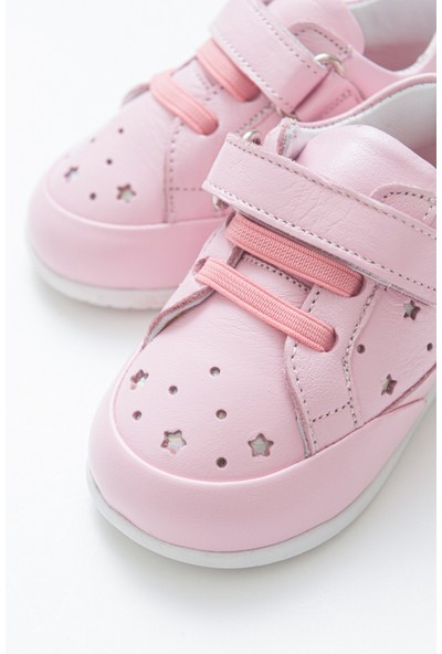 Minipicco Kız Cocuk Pembe Deri Ortopedik Destekli Ilk Adım Ayakkabı