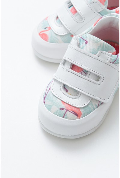 Minipicco Kız Cocuk Beyaz Deri Ortopedik Destekli Ilk Adım Ayakkabı