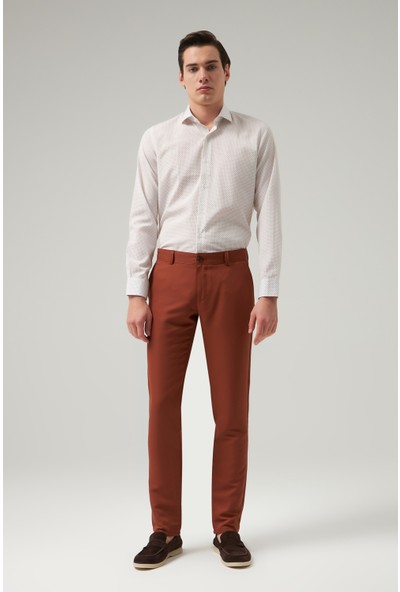 D'S Damat Ds Damat Slim Fit Tarçın Armürlü Chino Pantolon
