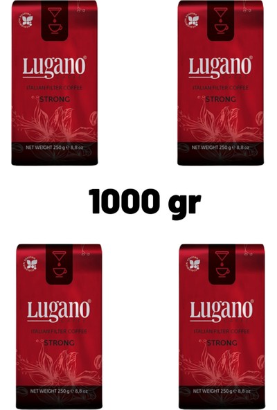 Lugano Caffe Strong Öğütülmüş Filtre Kahve 4 x 250 gr