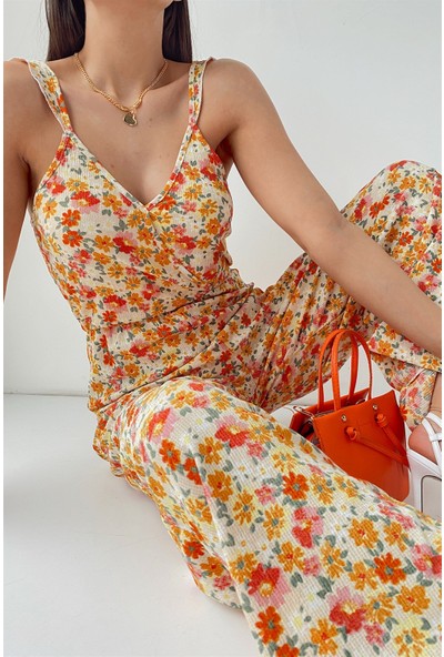 MyLove Askılı Camellia Tulum Sarı