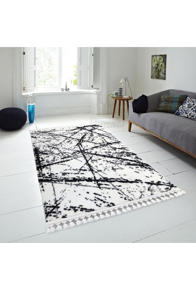 Payidar Halı Safari Beyaz Siyah Desenli Post Peluş 100X200 cm Saçaklı Halı Payidar Halı Safari Beyaz Siyah Desenli Post Peluş 100X200 cm Saçaklı Halı
