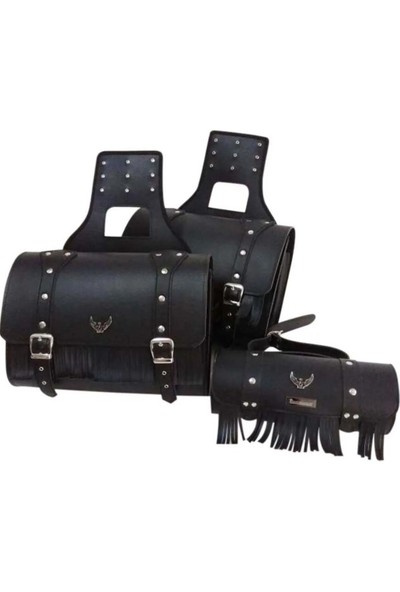 MTS Motosiklet Yan Çanta Deri Heybe 3lü Siyah MTS Motosiklet Yan Çanta Deri Heybe 3lü Siyah