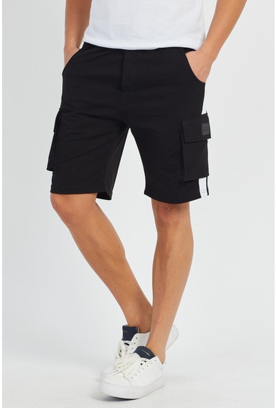 Maesse Erkek Siyah Kargo Cepli Günlük Şort