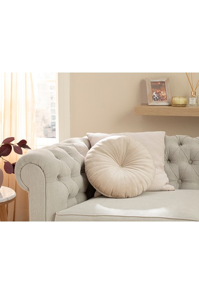 English Home Mandarin Kadife Dekoratif Kırlent 40 cm Bej