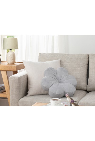 English Home Bloom Kadife Dekoratif Kırlent 40 cm Gri English Home Bloom Kadife Dekoratif Kırlent 40 cm Gri