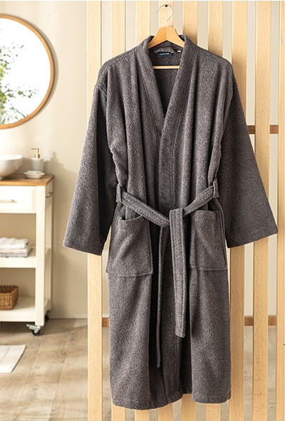 English Home Dia Pamuklu Kimono Bornoz L-Xl Gri English Home Dia Pamuklu Kimono Bornoz L-Xl Gri