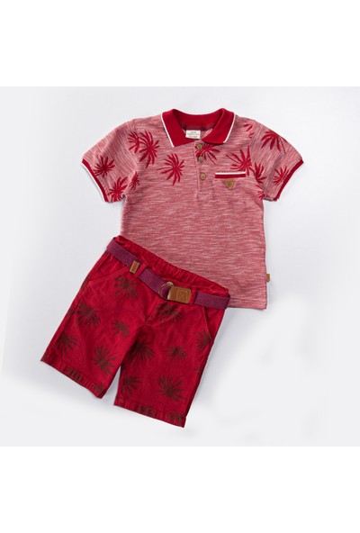 Midimod Gold Palmiye Desenli Şortlu Takım Midimod Gold Palmiye Desenli Şortlu Takım