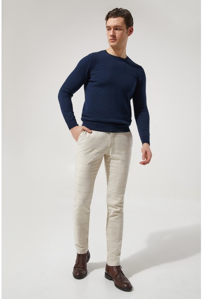 D'S Damat Ds Damat Slim Fit Bej Ekoseli Jogger Chino Pantolon D'S Damat Ds Damat Slim Fit Bej Ekoseli Jogger Chino Pantolon