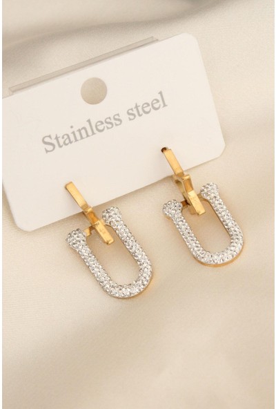 Erbilden Erb Çelik Gold Renk Taşlı Yıldız Figürlü Küpe Erbilden Erb Çelik Gold Renk Taşlı Yıldız Figürlü Küpe