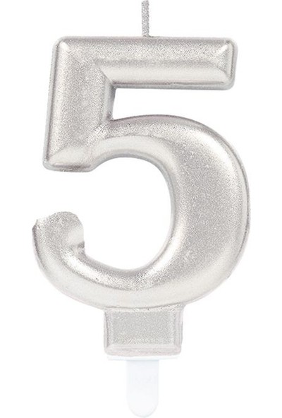 5 Rakamı Mum Gümüş Renk-