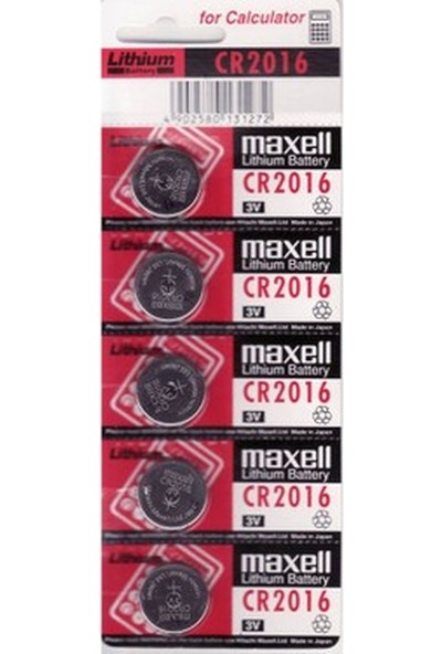 Maxell CR2016 3V Lityum Düğme Pil 5'li Paket Maxell CR2016 3V Lityum Düğme Pil 5'li Paket