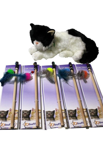 Peluş Oyuncaklı Tahta Saplı Eğlenceli Uzayabılen Kedi Oyun Oltası- Peluş Oyuncaklı Tahta Saplı Eğlenceli Uzayabılen Kedi Oyun Oltası-