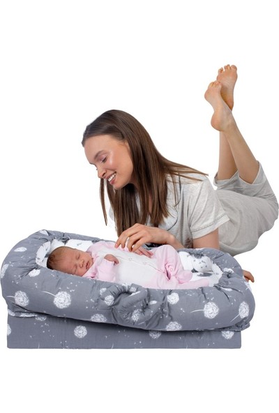 Angel Of Life Gri Renkli Karahindiba Desenli Anne Yanı Bebek Reflü Yatağı Angel Of Life Gri Renkli Karahindiba Desenli Anne Yanı Bebek Reflü Yatağı