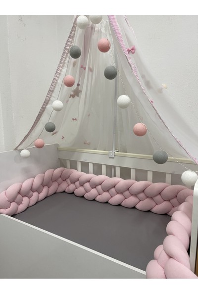 Meleğin Işıklı Topları 360 cm 4'lü Örgü Koruma /60X120 Anne Yanı Park Beşik - Yatak Koruyucu