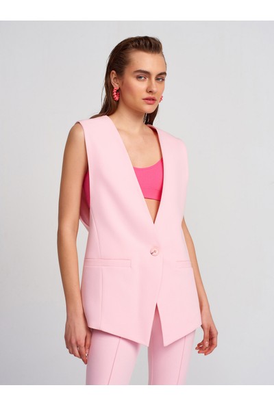 Dilvin 6105 Klasik Yelek-Pembe Dilvin 6105 Klasik Yelek-Pembe