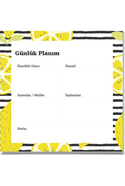Joo Karenot Günlük Plan Limon Desenli