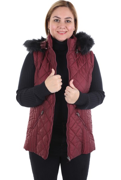 Brendon Kadın Büyük Beden Yelek Y410 Bordo/maroon 20W53000410