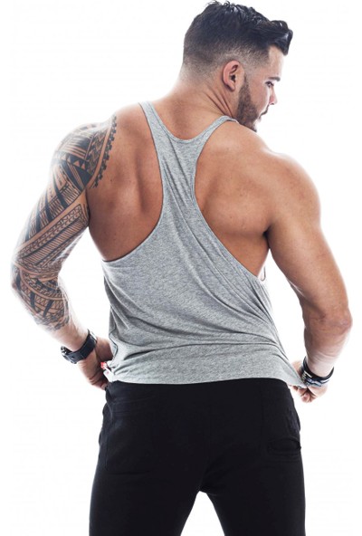 Ghedto Erkek Gri Power Fitness Gym Tank Top Sporcu Atleti