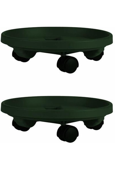 Yenitransformacıon 2 Li 37 cm Tekerlekli Saksı Altlığı Seti Yeşil