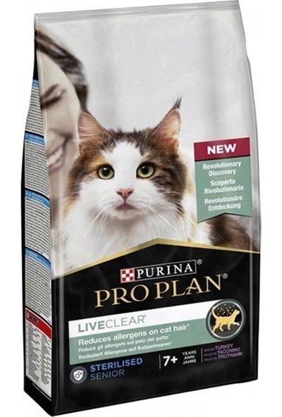 Pro Plan Liveclear Kısırlaştırılmış +7 Yaş Üzeri Hindi Etli Kedi Maması 1,4 kg