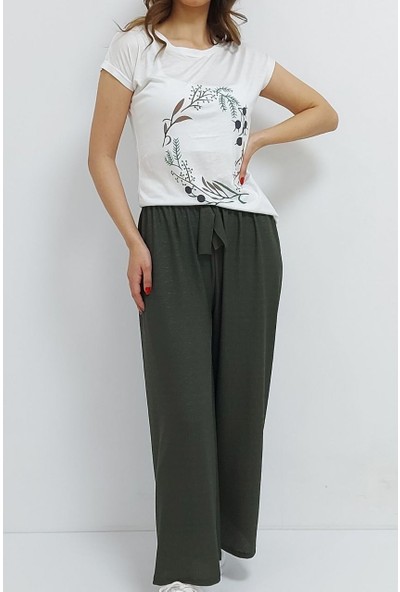 Büyük Beden Bol Paça Pantolon Haki