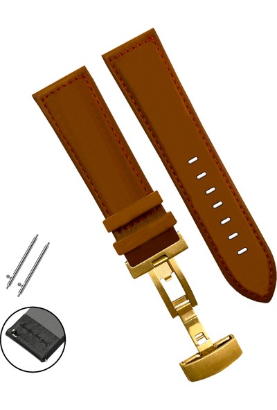 Huawei Watch Gt3 Pro 46MM 22MM Uyumlu Taba Renk Kırmızı Dikişli Gold Renk Klipsli Akıllı Pimli Deri Saat Kordonu AL11GOLDKLIPS Huawei Watch Gt3 Pro 46MM 22MM Uyumlu Taba Renk Kırmızı Dikişli Gold Renk Klipsli Akıllı Pimli Deri Saat Kordonu AL11GOLDKLIPS
