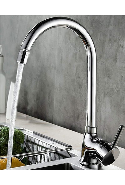 Pirinç 360° Oynar Başlıklı Mutfak Evye Bataryası