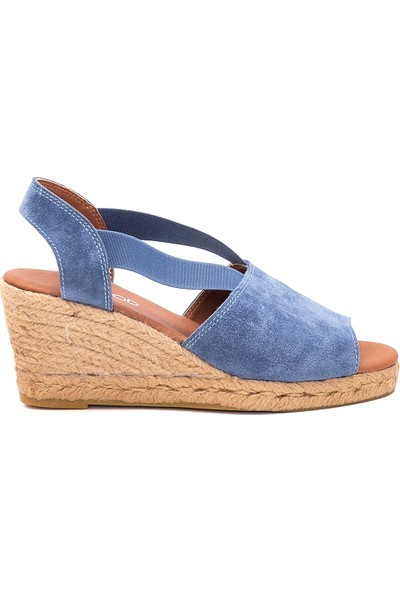 Derimod Kadın Deri Süet Dolgu Topuk Espadril Derimod Kadın Deri Süet Dolgu Topuk Espadril