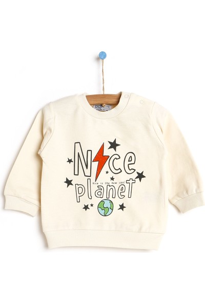 Hellobaby Basic Erkek Bebek Şardonlu Iki Ip Baskılı Sweatshirt