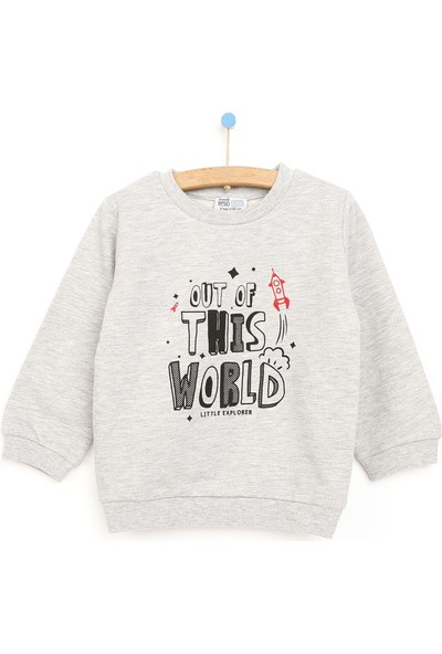 Hellobaby Basic Erkek Bebek Şardonlu Iki Ip Baskılı Sweatshirt