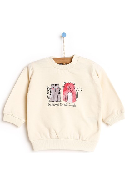 Hellobaby Basic Kız Bebek Şardonlu Iki Ip Baskılı Sweatshirt