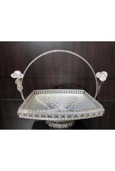 Lkm Gümüş Kristal Taşlı Çikolatalık Meyvelik Sepet LKM-184