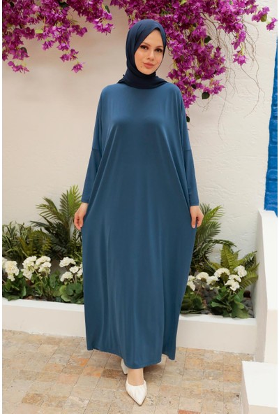 Neva Style - Yarasa Kol Indigo Mavisi Tesettür Ferace 17801IM Neva Style - Yarasa Kol Indigo Mavisi Tesettür Ferace 17801IM