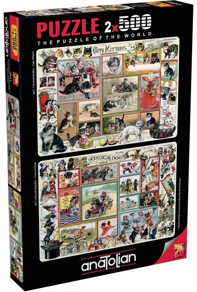 Amazeus 3611 Anatolian Sevimli Kediler - Komik Köpekler / 2 x 500 Parça Puzzle Amazeus 3611 Anatolian Sevimli Kediler - Komik Köpekler / 2 x 500 Parça Puzzle