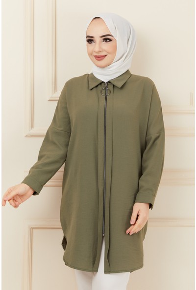 İmaj Butik Gömlek Yaka Tesettür Kap/haki